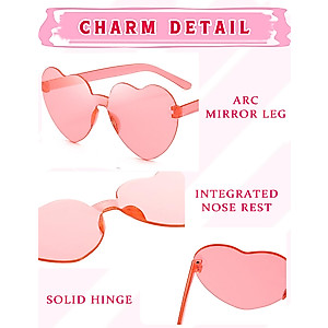 LIULIUBTY Heart Shaped Sunglasses Rimless Colorful Heart Glasses Bachelorette Party Favors (Mixed Colors)