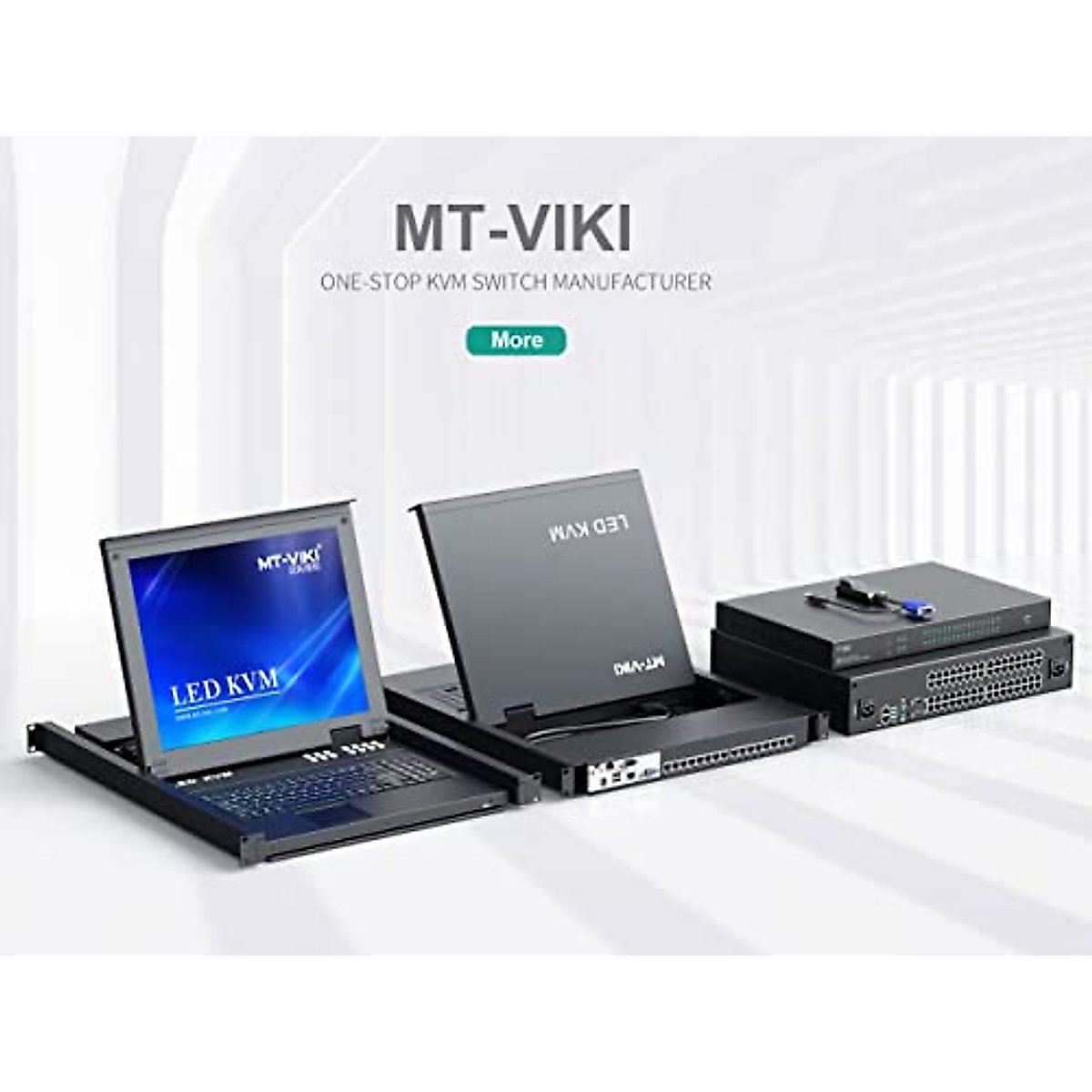 MT-VIKI 16 Port KVM VGA Switch w/17'' LCD Monitor, 1U Rack Mount KVM Monitor Switch,1280x1024@60Hz Support OSD/Hotkey/Button Switching, + 16 KVM Cables, Fit 1U 19'' Rack