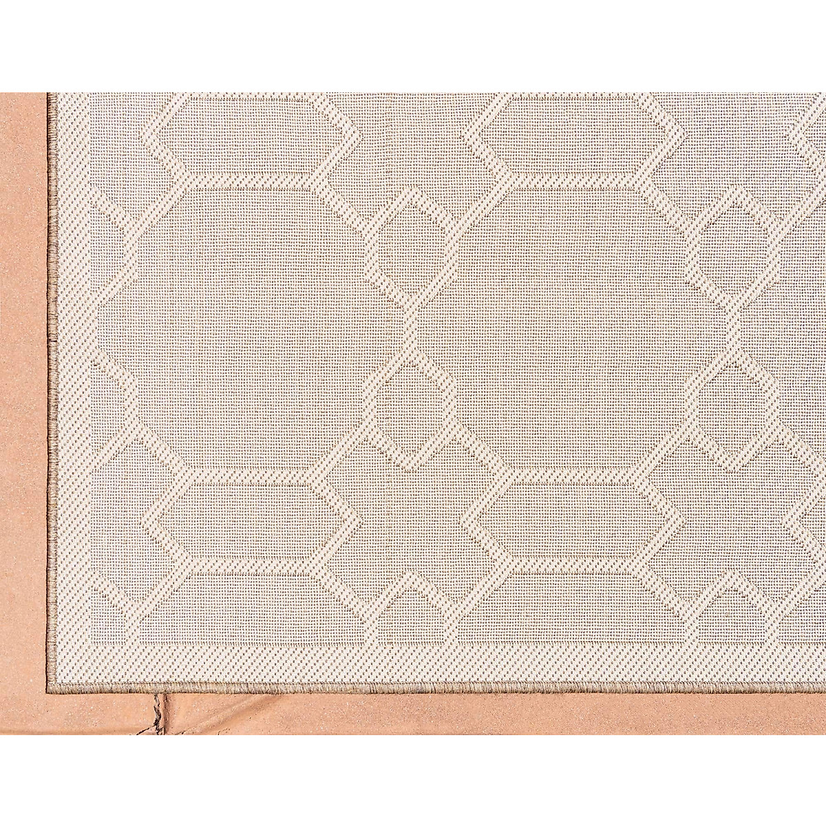 Unique Loom Outdoor Trellis Collection Area Rug - Geometric (6' 1" x 9' Rectangle, Beige/ Brown)