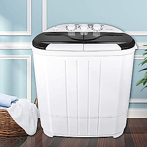 Intexca US Portable Twin Tub Mini Washing Machine w/ Spin and Dryer Function, Compact Design for College Dorms, Apartment, RV’s. Mini laundry Barrel Washer for Baby Clothes, Underwear, Delicates -Black