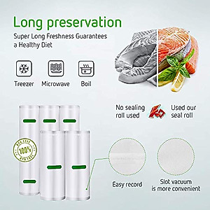 VIVOSUN Vacuum Sealer Rolls (3 Rolls 11”x16’ and 2 Rolls 8”x20’) for Food Saver, Seal a Meal, Commercial Grade Rolls for Sous Vide, BPA Free