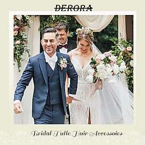 Aiosy Bridal Wedding Veils Short 2 Tier White Tulle Blusher Veil with Comb Bride Hair Accessories for Women and Girls (White)