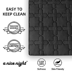 A Nice Night Mattress Topper Mattress Pad Cover Fluffy Down Alternative Bed Topper,Extra Deep Fits 8-18 Inches Bed Cover(Black, Queen)