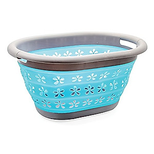 Camco Collapsible Utility Basket Pop Up Storage Container - Waterproof Design Easily Fits Into Compact Spaces, Great for Traveling, RVs, Trailers Camping, Dorms, Small Spaces and More (51902)