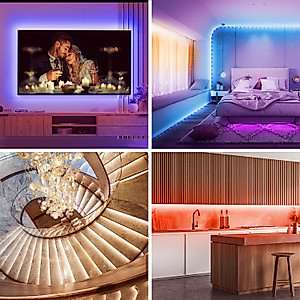 phopollo LED Strip Lights, 50ft (2Rolls of 25ft ) Bluetooth LED Lights for Bedroom, Smart APP Control, Music Sync LED Light Strip, Color Changing with Remote, Flexible Room Lighting Home Decor.