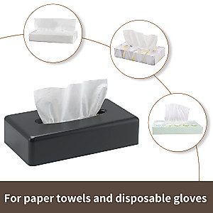 Y-in Hand Tissue Box Cover, Rectangular Black Wall Mounted Facial Paper Holder Dispenser, Prefert for Storage on Bathroom Vanity, Kitchen, Night Stand, Countertops Office and Car.