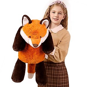 ELAINREN Furry Orange Red Fox Plush Soft Pillow, Big Lifelike Fox Stuffed Kawaii Orange Fox Plushie Animals Toy Gifts for Kids Children Boys Girls Xmas Birthday/23.6''