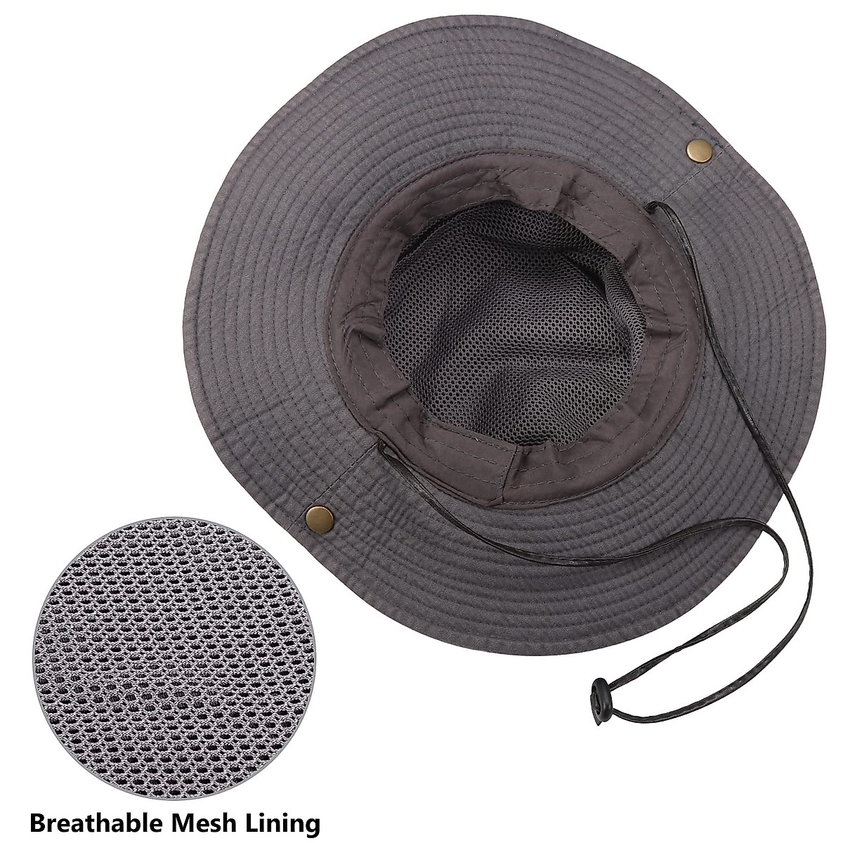 Obling Sun Hat, Fishing Hat UPF 50 Wide Brim Bucket Hat Safari Boonie Hat (B-Grey)