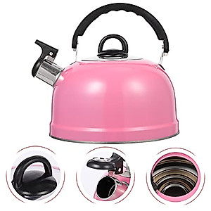 Whistling Stovetop Tea Kettle Stainless Steel Teapot Hot Water Fast to Boil Water Kettle Pot with Cool Touch Ergonomic Handle Loud Whistle for Tea Coffee Milk Etc Gas Electric Applicable (pink)
