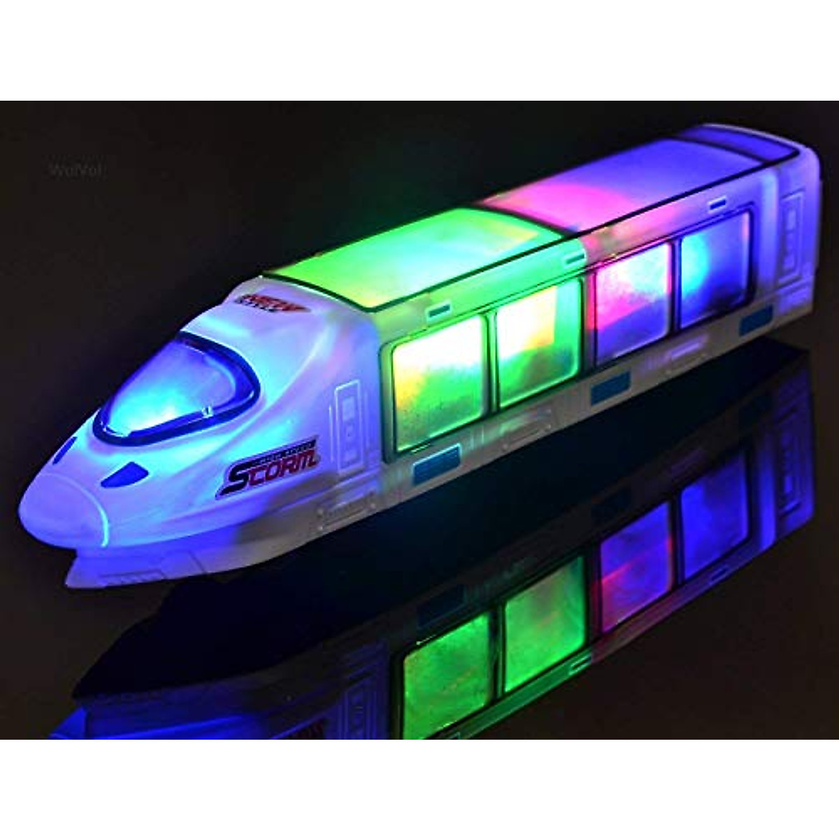 WolVolk Beautiful 3D Lightning Electric Train Toy for Kids with Music, goes Around and Changes Directions on Contact