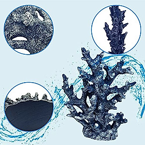 PINVNBY Artificial Coral Ornament Aquarium Sea Plants Decoration Underwater Craft Resin Fish Tank Landscape (Blue)