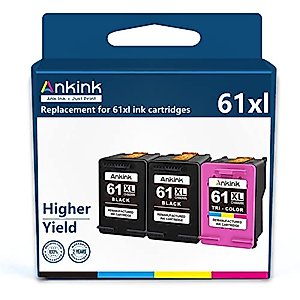 Ankink 61XL hp61xl Black Color|Tricolor Ink Cartridge Combo Pack (3 Pack) for HP 61 HP61 XL 61xl Ink for HP Envy 4500 5530 5534 5535 Deskjet 1000 1056 1510 1512 1010 1055 OfficeJet 4630 Series Printer