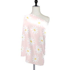 Stretchy Baby Car Seat Canopy - Daisy Flowers Infant Stroller Cover Multi Use Carseat Canopy Nursing Cover for Girl