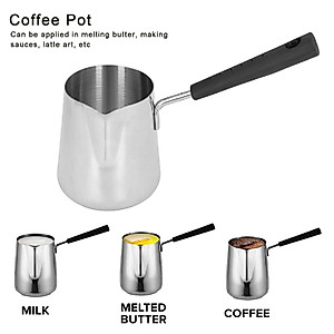 Butter Coffee Milk Warmer Mini Butter Melting Pot, Butter Warmer Mini Stainless Steel Coffee Heating Pot 350ml with Spout for Melting