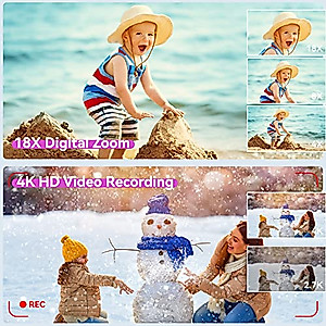 OIEXI 48MP Camera for Photography,4K Digital Camera for Kids and Adults with Front and Rear Dual Cameras,18X Digital Zoom,Built-in 7 Color Filters,32GB TF Card,Rechargeable Battery(Lilac Violet)