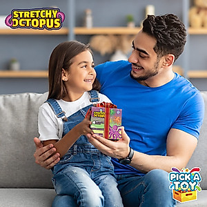 Octopus Wall Crawling Sticky Toys for Kids, 4 Pack, Soft and Flexible Squishy Walkers, Bright and Colorful Climbers, Washable and Reusable Stickiness, Birthday Party Favors and Easter Basket Stuffers