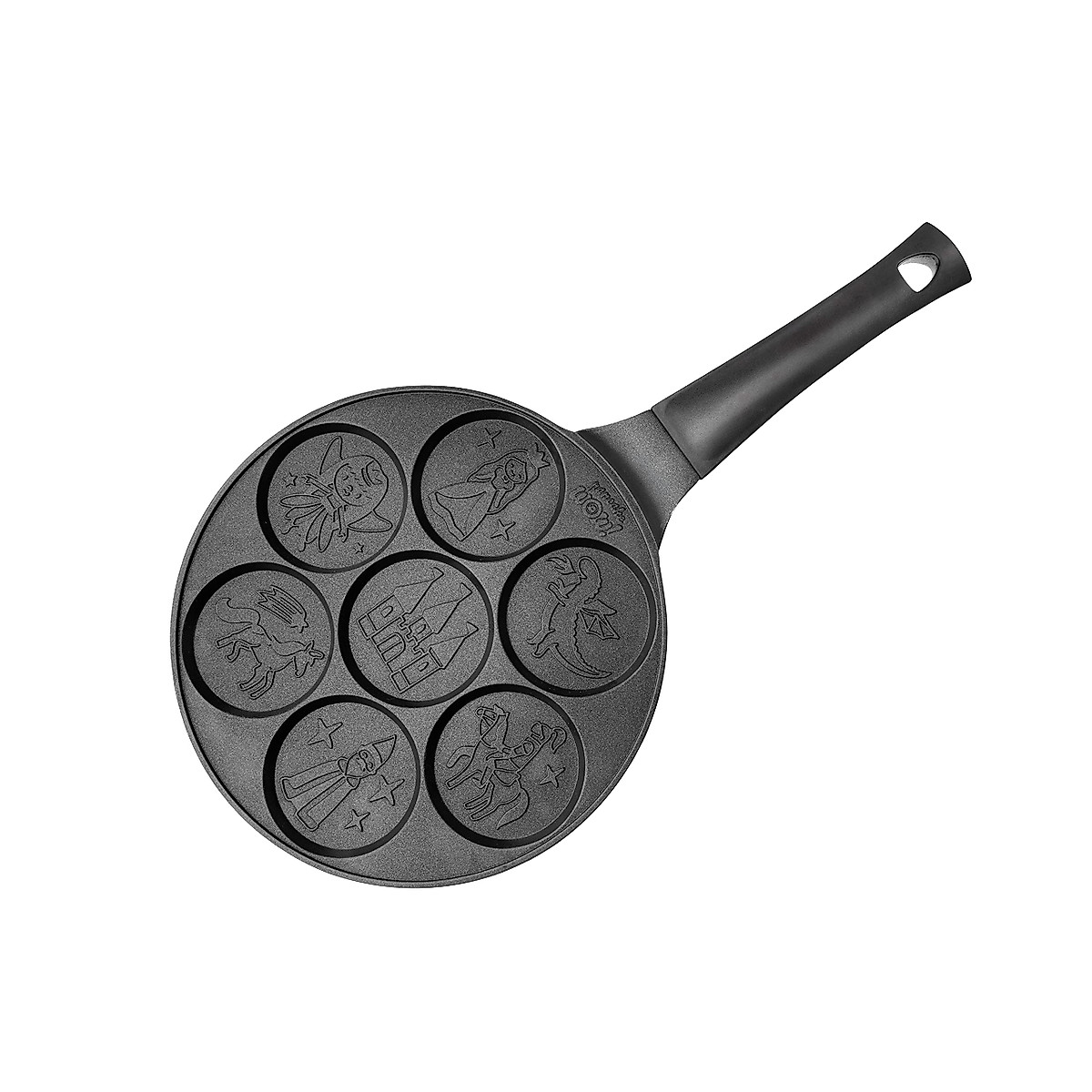 CucinaPro Fantasy Friends Mini Pancake Pan - Nonstick Griddle for Breakfast Magic, Featuring a Princess Castle & More, 7 Unique Flapjacks