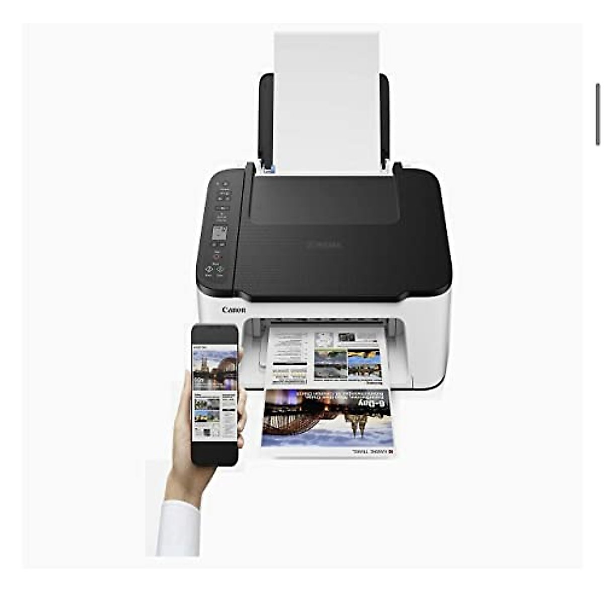 Canon PIXMA TS Series Wireless All-in-One Color Inkjet Printer - Print Copy Scan - Mobile Printing, 50 Sheets Paper Tray, 4800 x 1200 dpi, 1.5'' LCD Display, with MTC Printer Cable White