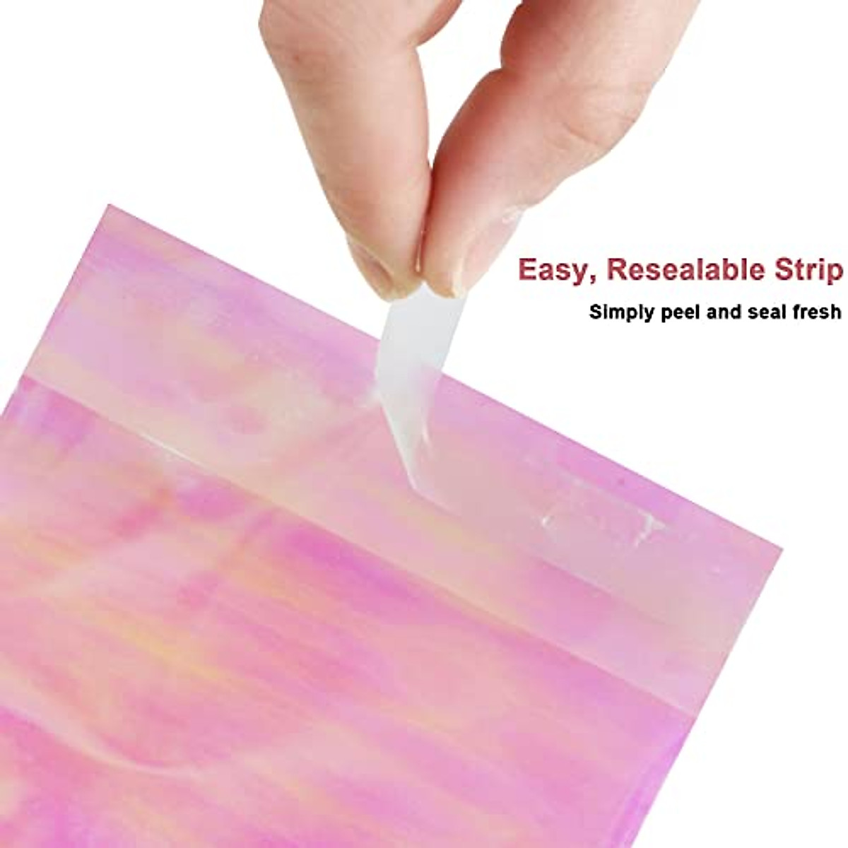 Qtop Cookie Bags Cellophane Bags 120 pcs Iridescent Holographic Candy Bags 3 Sizes 4x6 5x7 6x9 Self Sealing OPP Cello Bags for Bakery Cookies Goodies Favor Decorative Wrappers
