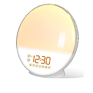 TITIROBA Wake Up Light, Sunrise Alarm Clock Radio, Bedside Lamp with Sleep Aid, Dual Alarms, Snooze, Colorful Lights, Natural Sounds for Kids Adults Bedroom