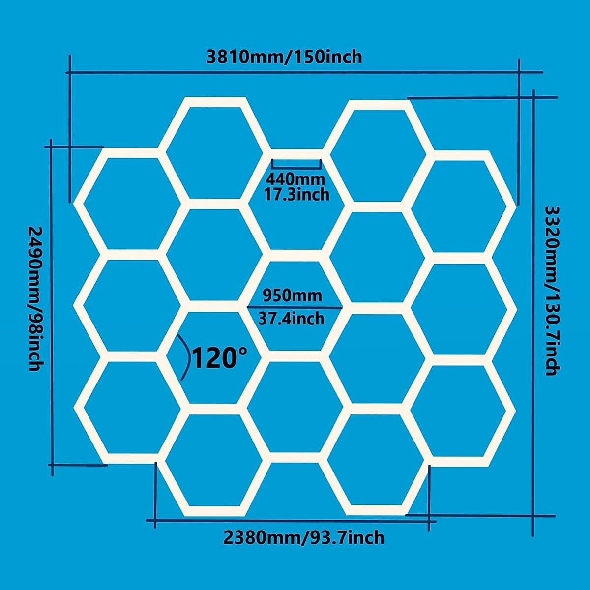SENKOYU Hexagonal Led Garage Light, 17 Cellular System Led Shop Light for Garage/Workshop/Salon/Auto Detail Shop/Barber Shop LED Light 6500K, 36890LM, 552W, IP54 2 Years Warranty, AC 100-240V