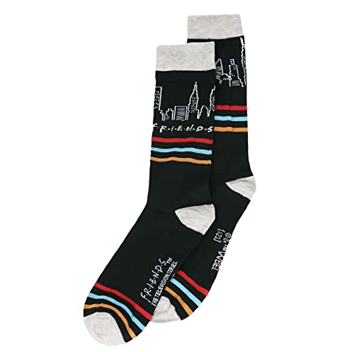 Hyp Friends TV Show All Over Print and Striped Pattern Men's Crew Socks 2 Pair Pack