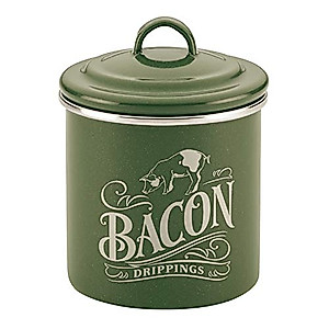 Ayesha Curry Enamel on Steel Bacon Grease Can / Bacon Grease Container - 4 Inch, Green