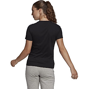 adidas womens Essentials Slim 3-stripes Tee Shirt, Black/White, Medium US