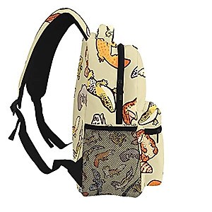 Gesey-R4T Cartoon Cute Leopard Gecko Pattern Casual School Backpack Bag, Laptop Hiking Travel Shoulder Daypack College Bookbag for Men Woman Girls Boys Teens, Black, One Size
