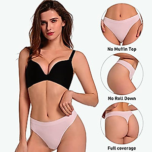 6 Pack Seamless Thongs for Women Thongs for Women Pack Womens Thongs No Show Thongs for Women (Small) Multicolor……
