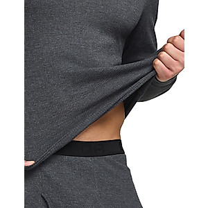 CQR Men's Long Sleeve Thermal Underwear Tops, Midweight Waffle Crewneck Shirt, Winter Cold Weather Thermal Shirts, 1 Piece of Top Dark Grey, XX-Large
