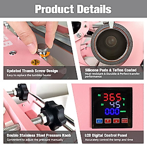 BetterSub 3in1 Tumbler Mug Heat Press Machine 30 OZ 20 OZ 16 OZ Sublimation Straight Skinny Tumbler Mug 3 OZ 1.5 OZ Shot Glass,11 OZ 15 OZ 16 OZ Sublimation Mug Heat Transfer Pink