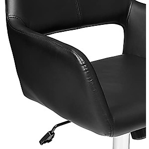 CangLong Chair PU Faux Leather Seat Vintage Arm Chair with Metal Legs Classic Swivel Living Room Chairs for Study Room Bedroom Set of 1, Black