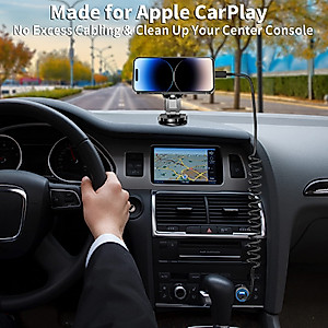 【MFi Certified】iPhone Fast Car Charger, Caiinei 4.8A Dual USB Power Car Charger Fast Charging Cigarette Lighter Adapter+6FT Coiled Lightning Cable for iPhone 14 13 12 11 Pro/XS Max/Mini/XR/X/8/SE/iPad