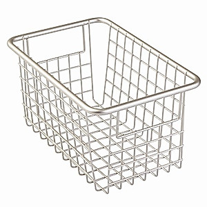 iDesign Forma Metal Wire Pantry Storage Organizer Bin with Handles, Container for Food, Drinks, Produce Organization , 10.24" x 6.24" x 5.06", Satin Silver,69565