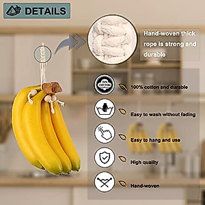 Hanging Fruit Hammock Under Cabinet，Macrame Handwoven Boho Veggie and Fruit Hammock Fruit Holder Net Hanging Kitchen Storage，Includes Banana Hanger And Hook，Saves Counter Space at Home，Boat，or Rv