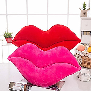 LEVINIS Hot Pink Lip Shape Throw Pillows Girls Valentine's Day Gift Soft Velvet Decorative Reversible Pillow Cushion for Bed Couch Office 23.6 x 13.6 Inch