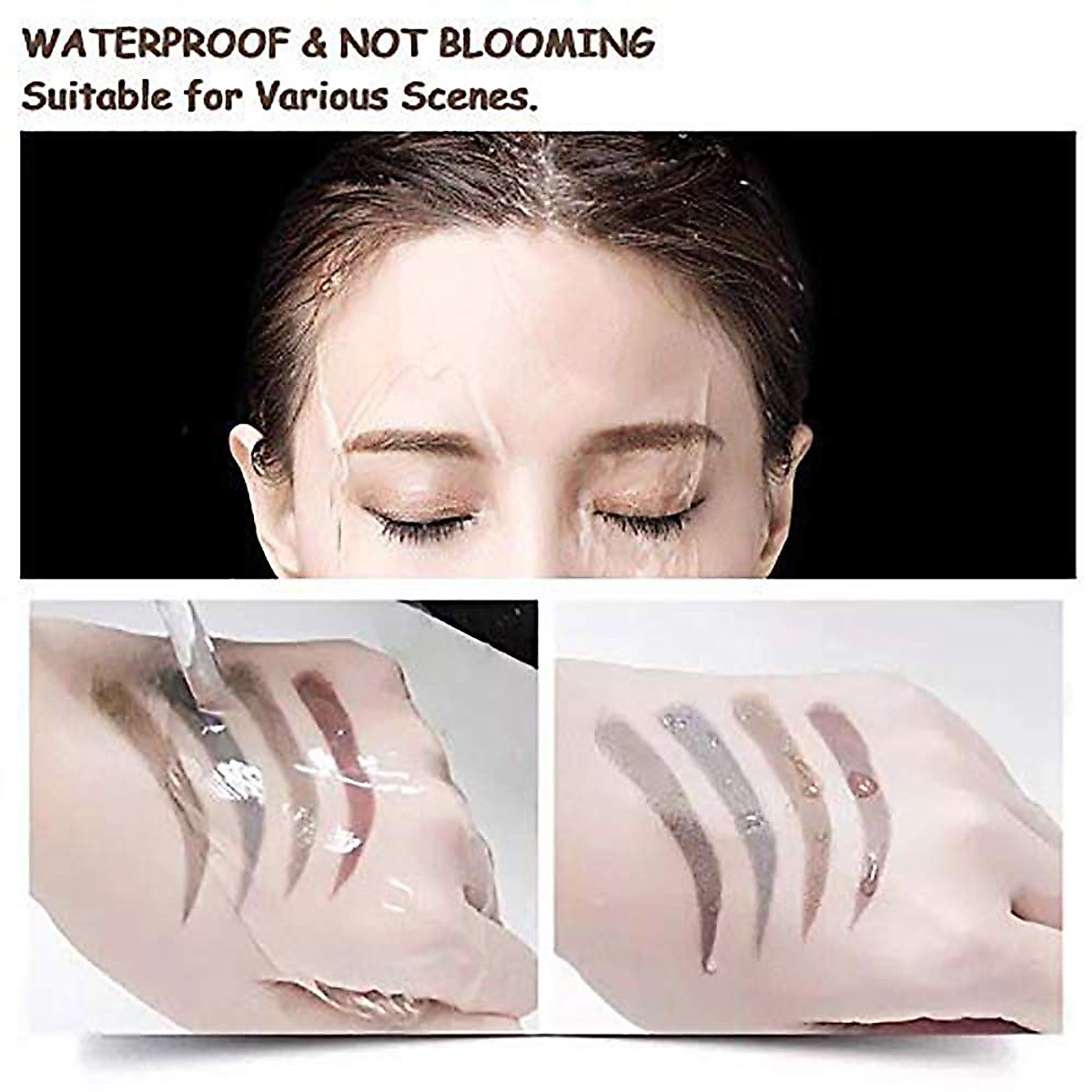 QUEMISS Eyebrow Pen Microblading 4 Fork Tip Eyebrow Pencil Creates Lasting MakeUp Professional Natural Brow Pen Cover Sparse Areas Daily Waterproof 3D Brow Pencil (04#Gray Brown)