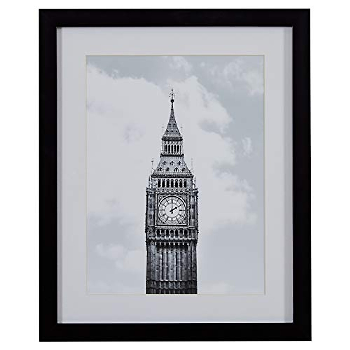Amazon Brand – Stone & Beam Modern Black and White Photo of Big Ben, Black Frame, 18" x 22"