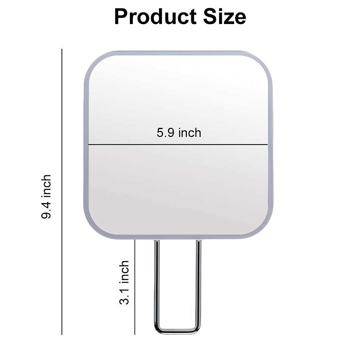 YEAKE Hand Mirror with Handheld Metal Stand, Table Desk Makeup Mirror Portable Travel for Multi-Hanging Wall Mirror On Bathroom Shower Shaving(Square)