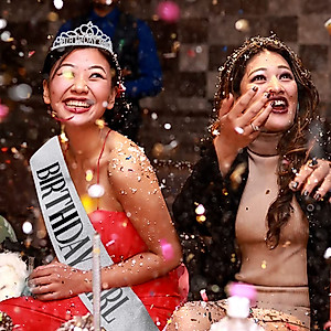 AOPRIE Birthday Crown for Women Birthday Girl Sash for Women Birthday Tiara for Women Birthday Girl Headband Princess Crown Rhinestone Happy Birthday Accessories Silver Black