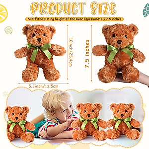 Hungdao 24 Pcs Bear Bulk Plush Stuffed Animals 10 Inch Cute Soft Stuffed Bear with Green Bow for Baby Shower Birthday Party Gift (Light Brown)