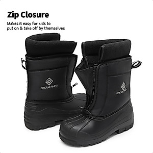 DREAM PAIRS Boys Girls Cold Weather Insulated Waterproof Winter Snow Boots Black Size 2 Little Kid Kstar
