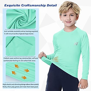 MEETWEE Boys Rash Guard Long Sleeve Girl UPF 50+ Sun Protection Shirt Swim Shirts Youth SPF Quick Dry Shirt Swimwear Sunsuits Light Green Medium