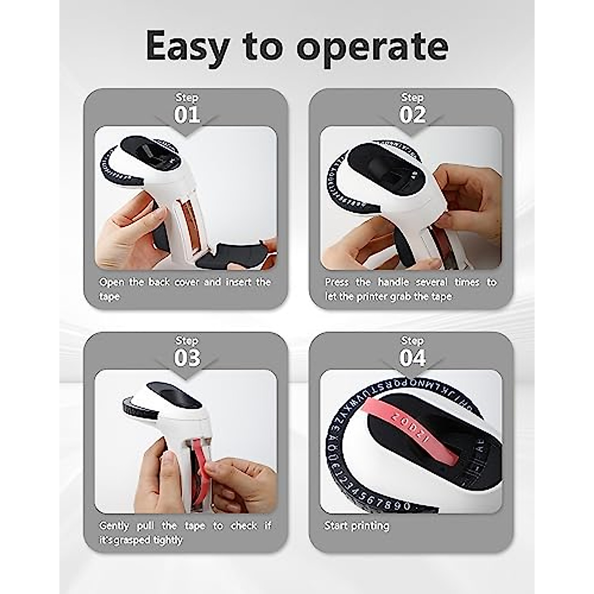 Zodzi Embossing Label Maker Machine with Tapes, Embosser Handheld Label Machine, Vintage Label Maker Embossed Labeler with 3 Rolls Emboss Tapes for Home DIY Crafting - Black