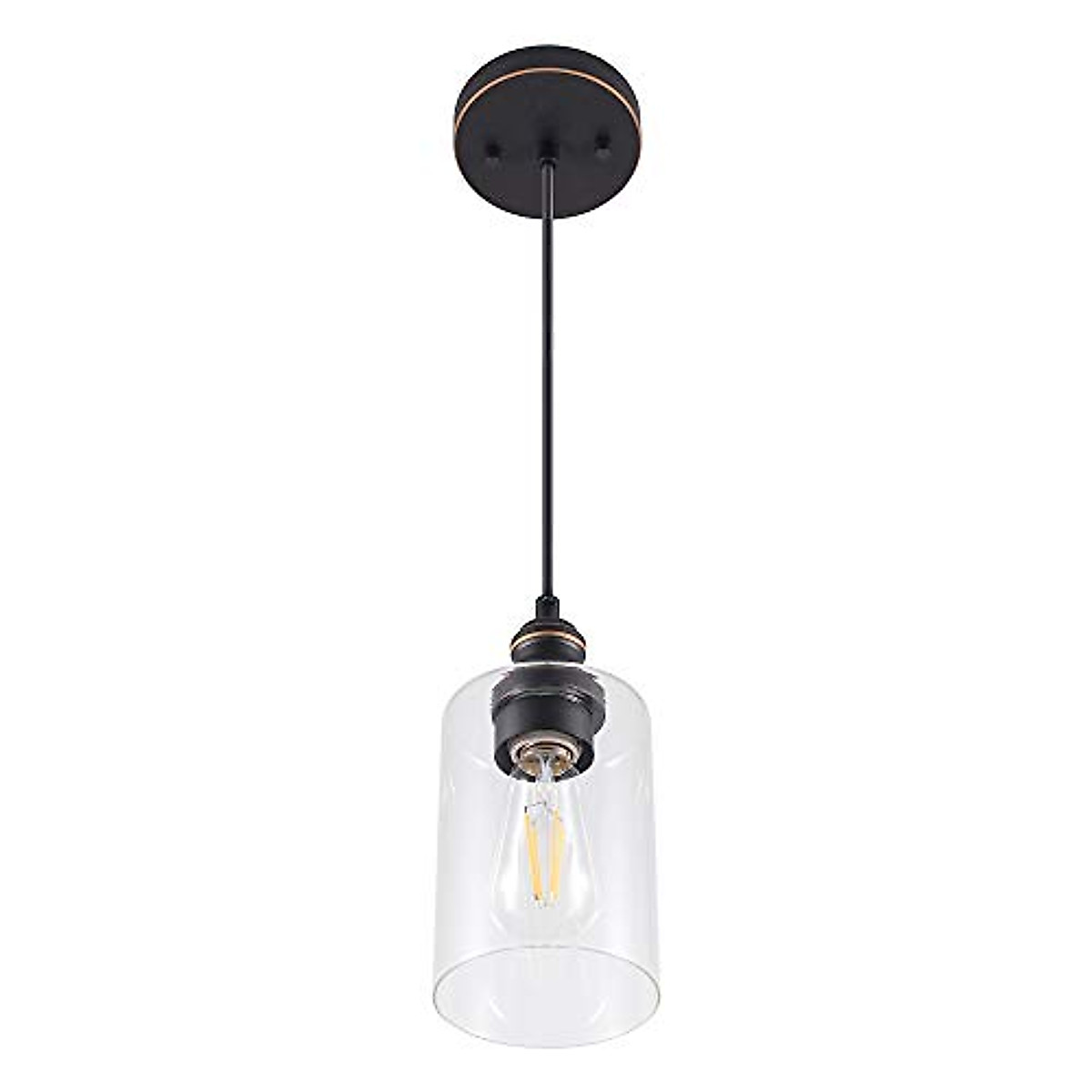 YaoKuem Pendant Lighting Fixture, Hanging Ceiling Lights with E26 Medium Base, Metal Housing with Clear Glass, Bulbs not Included, 1-Pack