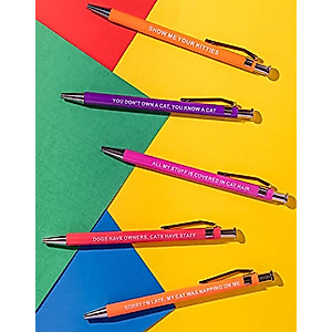 MilkToast Brands Funny Cat People Pens, A snarky gag gift for pet owners or coworkers, Black pens, CP101