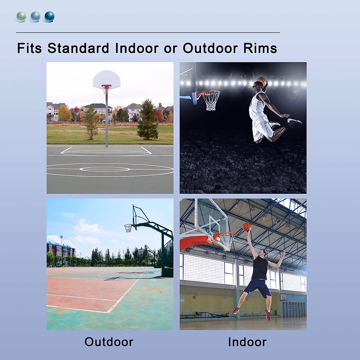 Basketball Net Outdoor, Upgrade Heavy Duty Basketball Net Replacement - Professional All-Weather Anti Whip, Fits Standard Indoor or Outdoor Standard Rim - 12 Loops (White)