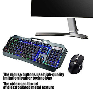 Wireless Keyboard & Mouse Set, Multi-Functional Backlight Mechanical Ergonomic Gaming Keyboard & Adjustment 2400DPI Optical Mouse Comb for Desktop, Computer, PC