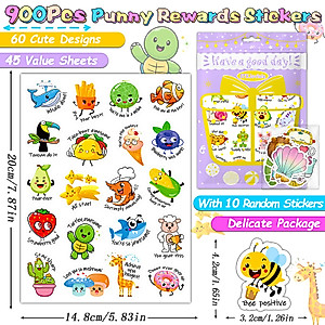 600PCS Punny Teacher Stickers for Students, Funny Teacher Reward Stickers for Kids Classroom Supplies Motivational Potty Training Stickers Cute Animal Incentives Stickers for Kids Toddlers School Home